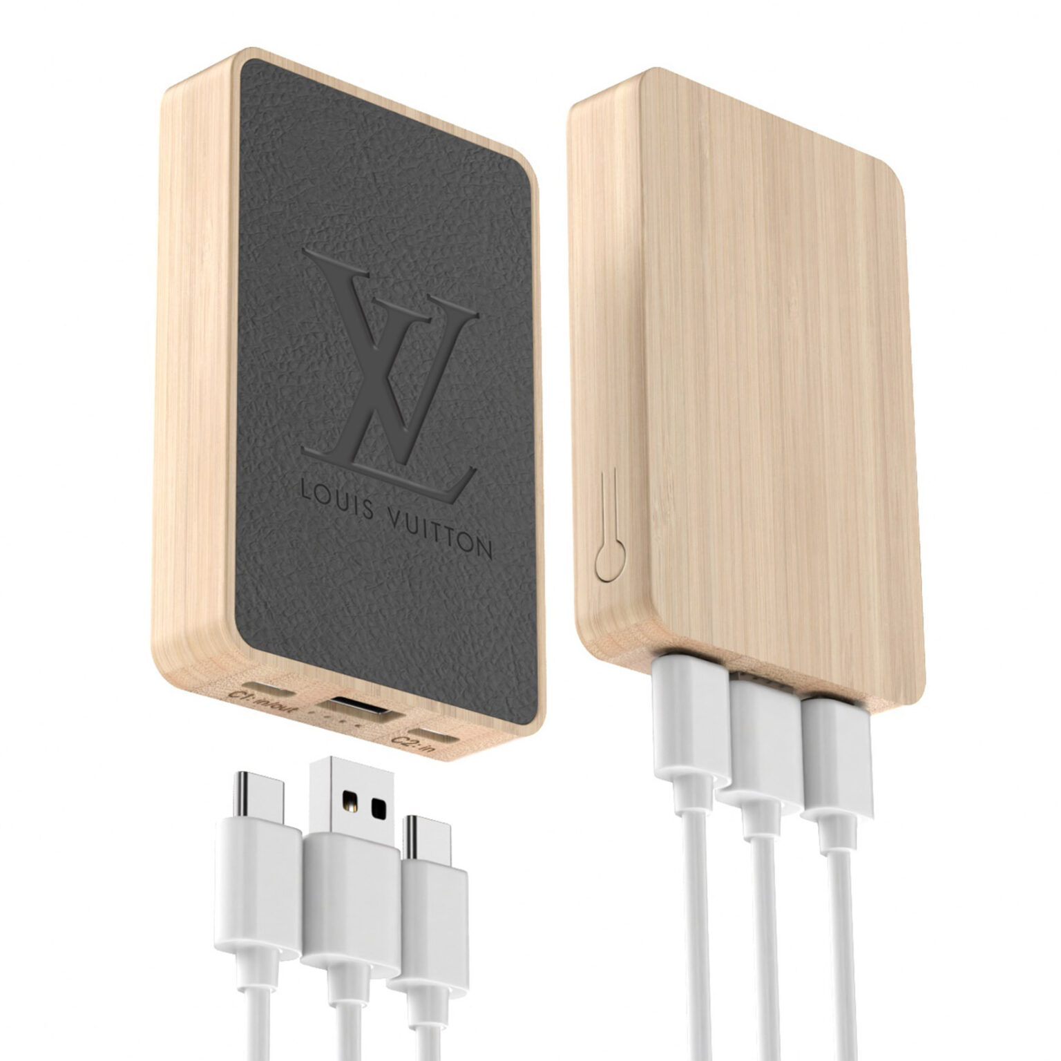 5k mAh Bamboo and PU Power Bank - Jmtek